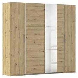 Schwebet&uuml;renschrank Rauch "Kleiderschrank Dreht&uuml;renschrank Schrank Garderobe KRONACH TOPSELLER", beige (eiche artisan, griffleisten alu, mit 1 spiegel), B:225cm H:210cm T:59cm, Holzwerkstoff, Schr&auml;nke, Schwebet&uuml;renschrank, Kombischrank optional mit 1 oder 2 Spiegel viele B&ouml;den MADE IN GERMANY