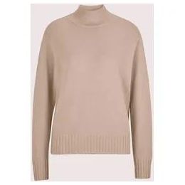Madeleine Mode Longpullover MADELEINE "Strickpullover Stilvoller Kaschmirpullover mit Stehkragen", Damen, Gr. 44/46, beige, Obermaterial: 90% Schurwolle WV. 10% Kaschmir WS., Modern, Pullover Longpullover, Mit edlem Kaschmir