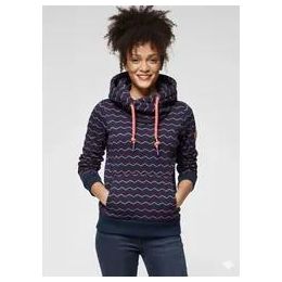 Sweatshirt Ragwear "GRIPY BOLD CHEVRON O", Damen, Gr. XXL, navy, Sweatware, Obermaterial: 65% Baumwolle, 35% Polyester, bedruckt, gemustert, Rundhals, Sweatshirts Sweatshirt, Hoodie mit hochschie&szlig;endem Schalkragen mit Zierknopfbesatz