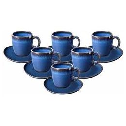 Villeroy & Boch Tasse "Kaffeetassen mit Untertassen Lave 190 ml 6er Set", blau (bleu), Steingut, LIKE. BY VILLEROY & BOCH, Trinkgef&auml;&szlig;e, Tasse