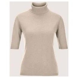 Madeleine Mode Longpullover MADELEINE "Kaschmirpullover Luxuri&ouml;ser Strickpullover mit Rollkragen", Damen, Gr. 44/46, beige (dunkelpuder), Obermaterial: 100% Kaschmir WS., Modern, normal, Rollkragen, Pullover Longpullover, Kaschmirpullover mit Halbarm