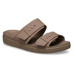 Pantolette Crocs "Brooklyn Buckle Low", Damen, Gr. 36, hellbraun, latte, CrosliteTM, unifarben, Schuhe Pantolette, Sommerschuh, Strandschuh, Hausschuh mit Softfu&szlig;bett