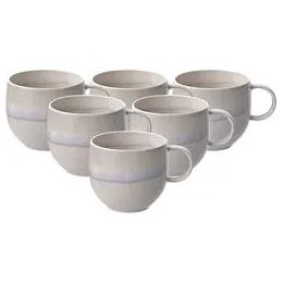 Villeroy & Boch Becher "Henkelbecher Perlemor Sand 290 ml 6er Set beige", beige, 6 tlg., Porzellan, LIKE. BY VILLEROY & BOCH, Trinkgef&auml;&szlig;e, Becher