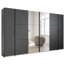 Schwebet&uuml;renschrank Rauch "Kleiderschrank Dreht&uuml;renschrank Schrank Garderobe KRONACH TOPSELLER", graumetallic, griffleisten grau, mit 2 spiegel, B:354cm H:210cm T:59cm, Holzwerkstoff, Schr&auml;nke, Schwebet&uuml;renschrank, Kombischrank optional mit 1 oder 2 Spiegel viele B&ouml;den MADE IN GERMANY