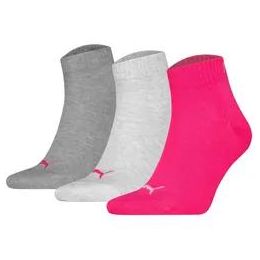 Kurzsocken Puma "Socken Quarter Plain 3P 3er Pack", Herren, Gr. 35-38, pink (pink, grau), Obermaterial: 68% Baumwolle CO. 18% Polyamid PA. 12% Polyester PES. 2% Elasthan EL., Socken