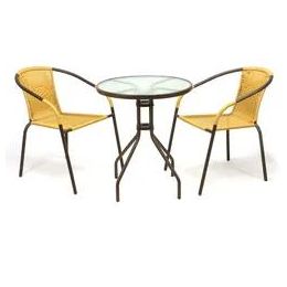Garten-Essgruppe Vcm "3-tlg. Bistroset Balkon Stuhl Tisch Set Beige", gelb (gelb,), Obermaterial: 100% Kunststoff plastic., Sitzm&ouml;bel-Sets