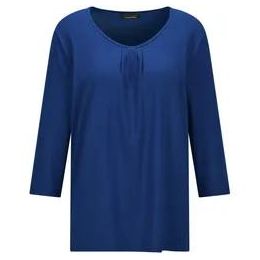 Kurzarmshirt GOLDNER "Viskose-Oberteil mit Halbarm", Damen, Gr. 40, blau (royalblau), Obermaterial: 95% Viskose CV. 5% Elasthan EL., Modisch, Shirts, Falten