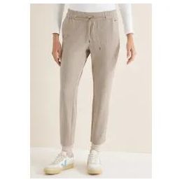 Jogger Pants Cecil, Damen, Gr. XL, L&auml;nge 28, creamy wei&szlig;, Stoff, 79% Polyester, 18% Viskose, 3% Elasthan, unifarben, comfort fit kn&ouml;chellang, Hosen, Middle Waist