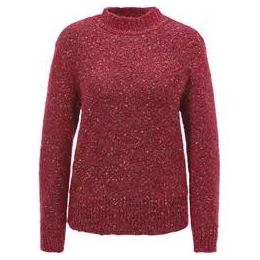 Rundhalspullover GOLDNER "Flauschiger Boucl&eacute;-Pullover, Stehkragen", Damen, Gr. 54, rot (cayenne, melange), Obermaterial: 72% Polyester PES. 24% Polyacryl PAN. 4% Schurwolle WV., Modisch, gerade, Elastisch, Pullover Rundhalspullover, keine/nicht relevant