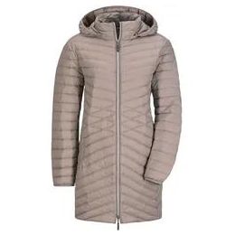 Winterjacke GOLDNER "Kurzgr&ouml;&szlig;e Gef&uuml;tterter langer Mantel mit Kapuze", Damen, Gr. 19, beige (taupe), Obermaterial: 100% Polyamid PA., Modisch, gerade, Jacken Winterjacke, mit femininer Steppung