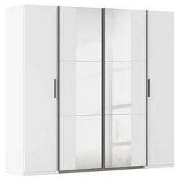 Schwebet&uuml;renschrank Rauch "Kleiderschrank Dreht&uuml;renschrank Schrank Garderobe KRONACH TOPSELLER", alpinwei&szlig;, griffleisten grau, mit 2 spiegel, B:225cm H:210cm T:59cm, Holzwerkstoff, Schr&auml;nke, Schwebet&uuml;renschrank, Kombischrank optional mit 1 oder 2 Spiegel viele B&ouml;den MADE IN GERMANY