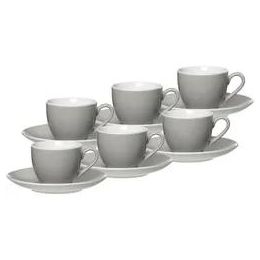 Ritzenhoff & Breker Tasse RITZENHOFF & BREKER "Espressotassen und -untertassen Doppio 80 ml 6er Set", grau, 12 tlg., Porzellan, Trinkgef&auml;&szlig;e, Tasse