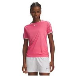 Trainingsshirt Under Armour "UA W CH. TRAIN SS", Damen, Gr. XS, super pink,, wei&szlig;, Obermaterial: 100% Polyester, Shirts, f&uuml;r Fu&szlig;ball, leichtes Material, atmungsaktiv, schnell trocknend