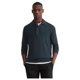 Marc O'Polo Polokragenpullover MARC O'POLO "regular fit aus Bio-Baumwoll-Boucl&eacute;", Herren, Gr. L, schwarz navy, Strick, Obermaterial: 94% Baumwolle, 6% Polyester, regular fit normal, B&uuml;ndchen, Pullover
