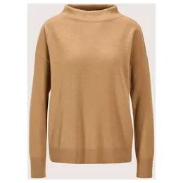 Madeleine Mode Longpullover MADELEINE "Kaschmirpullover Eleganter Strickpullover mit Stehkragen", Damen, Gr. 44/46, braun (caramel), Obermaterial: 100% Kaschmir WS., Modern, Pullover Longpullover, Reines Kaschmir