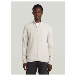 G-Star Raw Cardigan G-STAR "3D Biker Full Zip Knit", Herren, Gr. M, wei&szlig;bait, dk brick, Obermaterial: 50% Baumwolle, 50% Polyacryl, Strickjacken