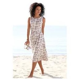 Beach Time Sommerkleid BEACHTIME, Damen, Gr. 44, N-Gr, beige, creme bedruckt, Jersey, Obermaterial: 60% Viskose, 35% Polyester, 5% Elasthan, bedruckt, gebl&uuml;mt, figurumspielend ca. Mitte Wade, Rundhals, Kleider Sommerkleid
