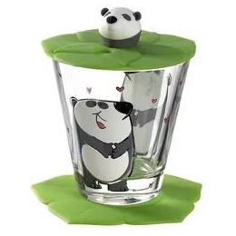 Kinderbecher Leonardo "Kinderbecherset Bambini 215 ml", bunt (panda), 3 tlg., Glas, Trinkgef&auml;&szlig;e, Kinderbecher