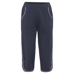 Stoffhose GOLDNER "Stilvolle Sommerhose mit Schlupfbund", Damen, Gr. 42, N-Gr, blau (marine, wei&szlig;), Obermaterial: 60% Baumwolle CO. 35% Polyester PES. 5% Elasthan EL., normal, Hosen Stoffhose, abgerundeter Saum, kleine Seitenschlitze