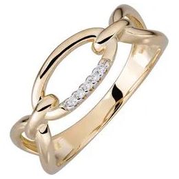 Fingerring OROLINO "Gold 585 mit 5x Brillant 0,025ct." Gr. 54, gelb, Fingerringe, Damen, 054 (17,2), 0,03 SI = kleine Einschl&uuml;sse, Gold, Fingerring