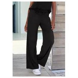 Schlupfhose French Connection, Damen, Gr. 36/38, N-Gr, schwarz, Samt, Obermaterial: 92% Polyester, 8% Elasthan, unifarben, bequem lang, Hosen Schlupfhose, aus Veloursleder-Imitat mit seitlichen Taschen, Loungewear
