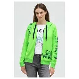 Sweatjacke SOCCX, Damen, Gr. L, neon leaf, Material: 48% Baumwolle, 48% Polyester, 4% Elasthan, bedruckt, regular fit normal, hoch geschlossener Ausschnitt, eingesetzt Rippb&uuml;ndchen, Sweatjacken Sweatjacke, mit Baumwolle
