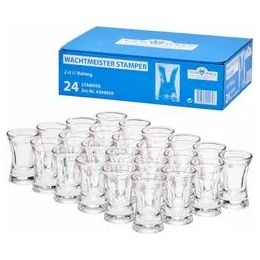 Schnapsglas Van Well "Stamper geeicht mit Rotring Wachtmeister 2 cl 24er Set transparent", bunt (transparent), Glas, Trinkgef&auml;&szlig;e