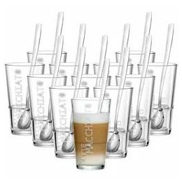 Ritzenhoff & Breker Latte-Macchiato-Glas RITZENHOFF & BREKER "Latte Macchiato Gl&auml;ser + L&ouml;ffel Lena 350 ml 12er Set transparent", bunt (transparent), Glas, Trinkgef&auml;&szlig;e, Latte-Macchiato-Glas