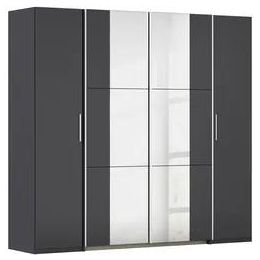 Schwebet&uuml;renschrank Rauch "Kleiderschrank Dreht&uuml;renschrank Schrank Garderobe KRONACH TOPSELLER", graumetallic, griffleisten alu, mit 2 spiegel, B:225cm H:210cm T:59cm, Holzwerkstoff, Schr&auml;nke, Schwebet&uuml;renschrank, Kombischrank optional mit 1 oder 2 Spiegel viele B&ouml;den MADE IN GERMANY