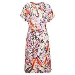 Sommerkleid GOLDNER "Kurzgr&ouml;&szlig;e Kurzarm-Kleid mit Ethno-Print", Damen, Gr. 22, K-Gr, bunt (bunt, gemustert), Obermaterial: 100% Viskose CV., figurumspielend, V-Ausschnitt, mit Aufschlag, Kleider Sommerkleid, Taschen in den Seitenn&auml;hten