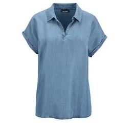 Schlupfbluse GOLDNER "Leichte Bluse in Denim-Optik f&uuml;r Damen", Damen, Gr. 48, blau (hellblau), Obermaterial: 100% Lyocell CLY., figurumspielend, keine/nicht relevant, Blusen Schlupfbluse, Denim-Optik
