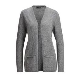 Strickjacke GOLDNER "Kurzgr&ouml;&szlig;e Cardigan in langer offener Form", Damen, Gr. 21, grau, Obermaterial: 100% Kaschmir WS., figurumspielend, eng Rippe, Pullover Strickjacke, Aufwendig in Form gestrickt