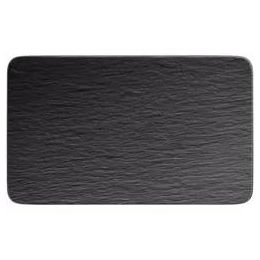 Villeroy & Boch Servierplatte VILLEROY & BOCH "Multifunktionsteller quadratisch Manufacture Rock 28 x 17 cm schwarz", schwarz, L:28cm, Porzellan, Servierplatten, Servierplatte