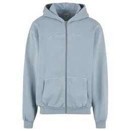 Kapuzenpullover Karl Kani "Karl Kani Karl Kani Autograph Heavy OS Zip Hoodie", Herren, Gr. XL, light blau, 100% Baumwolle, unifarben, oversize, ohne Ausschnitt, Pullover Kapuzenpullover