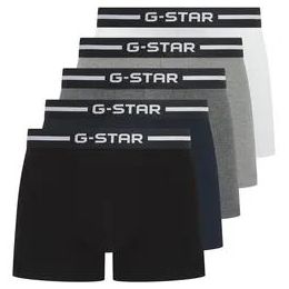 G-Star Raw Boxershorts G-STAR "Boxershort HEMLOCK Trunk 5-pack 5er Pack", Herren, Gr. L, bunt (wei&szlig;, grau, schwarz), Obermaterial: 95% Baumwolle CO. 5% Elasthan EL., Unterhosen