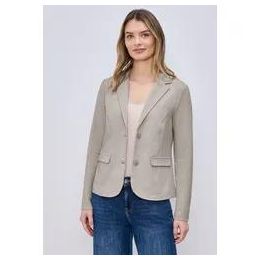 Kurzblazer Street One, Damen, Gr. 44, light terra mocha, Stoff, 83% Polyester, 14% Viskose, 3% Elasthan; shadowed navy melange: 73% Polyester, 24% Viskose, 3% Elasthan, Jacquardmuster, regular fit normal, V-Ausschnitt, normaler Saum, Blazer Kurzblazer, mit Reverskragen