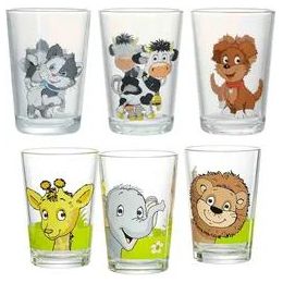 Ritzenhoff & Breker Kinderbecher RITZENHOFF & BREKER "Kindergl&auml;ser Hof- und Dschungeltiere 205 ml 6er Set bunt", bunt, Glas, Trinkgef&auml;&szlig;e, Kinderbecher