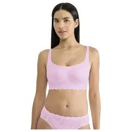 Bustier Sloggi "ZERO Feel Bliss Top", Damen, Gr. S, N-Gr, rosa (floral pink), Spitze, Obermaterial: 76% Polyamid, 24% Elasthan, BHs Bustier, unsichtbar mit Spitzenoptik