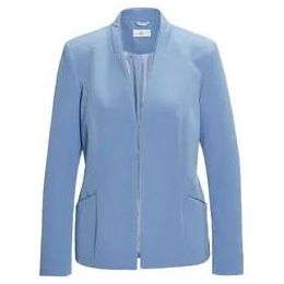 Jackenblazer GOLDNER "Blazer mit feinen Kontrastpaspeln", Damen, Gr. 48, gr&uuml;n (taubenblau), Obermaterial: 88% Polyester PES. 12% Elasthan EL., festlich, normal, V-Ausschnitt, Sonstiges, Blazer, Ohne