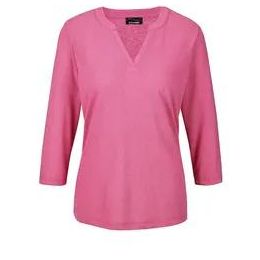 Kurzarmshirt GOLDNER "Kurzgr&ouml;&szlig;e Modisches 3/4-Arm-Oberteil", Damen, Gr. 24, pink, Obermaterial: 80% Polyester PES. 20% Viskose CV., Basic, normal, V-Ausschnitt, Tubular, Shirts, Formblende
