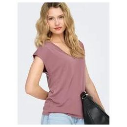 V-Shirt Only "ONLFREE S/S MOD.V-NECK TOP JRS NOOS", Damen, Gr. L, rose braun, Jersey, Obermaterial: 70% Modal, 30% Polyester, unifarben, regular fit normal, V-Ausschnitt, Shirts