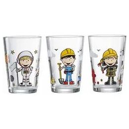Ritzenhoff & Breker Kinderbecher RITZENHOFF & BREKER "Kindergl&auml;ser Berufe Jungen 205 ml 3er Set bunt", bunt, Glas, Trinkgef&auml;&szlig;e, Kinderbecher