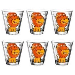 Kinderbecher Leonardo "Kinderbecher Bambini 215 ml 6er Set", gelb (l&ouml;we), 6 tlg., Glas, Trinkgef&auml;&szlig;e, Kinderbecher