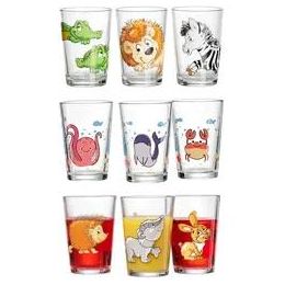 Ritzenhoff & Breker Kinderbecher RITZENHOFF & BREKER "Kindergl&auml;ser Tiere 205 ml 9er Set bunt", bunt, 9 tlg., Glas, Trinkgef&auml;&szlig;e, Kinderbecher