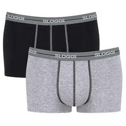 Boxershorts Sloggi "Boxershort Start Hipster C2P box 2er Pack", Herren, Gr. L, schwarz (schwarz, grau), Obermaterial: 96% Baumwolle CO. 4% Elasthan EL., Unterhosen