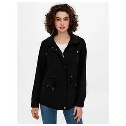Parka Only "ONLNEWSTARLINE SPRING JACKET CC OTW", Damen, Gr. S, schwarz, Web, Obermaterial: 92% Polyester, 8% Nylon, unifarben, h&uuml;ftlang, Jacken Parka, mit durchgehendem und verdecktem Rei&szlig;verschluss