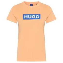 HUGO BOSS T-Shirt HUGO BLUE "Classic Tee", Damen, Gr. L, light, pastel orange 830, Single Jersey, Obermaterial: 100% Baumwolle, unifarben, k&ouml;rpernah normal, Rundhals, abgesteppte Kante, Shirts T-Shirt, mit Rundhals, Logodruck
