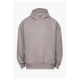 Kapuzensweatshirt DROPSIZE "Dropsize HEAVY OVERSIZE SCRIPT LOGO HOODIE", Herren, Gr. L, stone, 70% Baumwolle, 30% Polyester, Sweatshirts