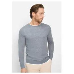 Strickpullover OLYMP "OLYMP Casual Strick", Herren, Gr. L, silbergrau, 85% Schurwolle, 15% Seide, Pullover Strickpullover