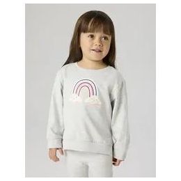 Sweatshirt name it "NMFBISSINE LS NREG SWE UNB BOX PB", M&auml;dchen, Gr. 104, light grau melange, Sweatware, Obermaterial: 100% Baumwolle, bedruckt, meliert, normal normal, Rundhals, Sweatshirts Sweatshirt